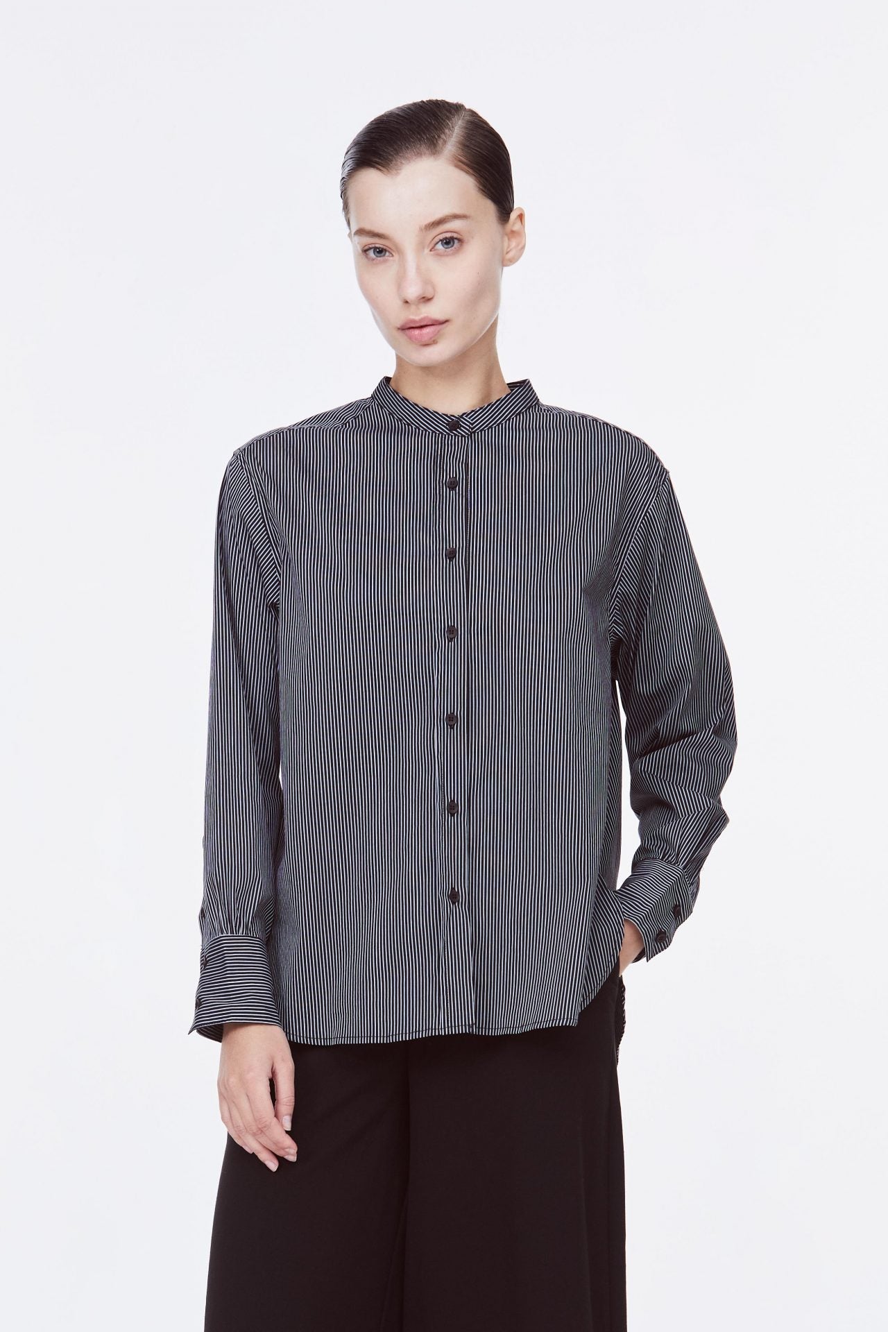 Basic Stripes Shirt Blouse – iORA Malaysia