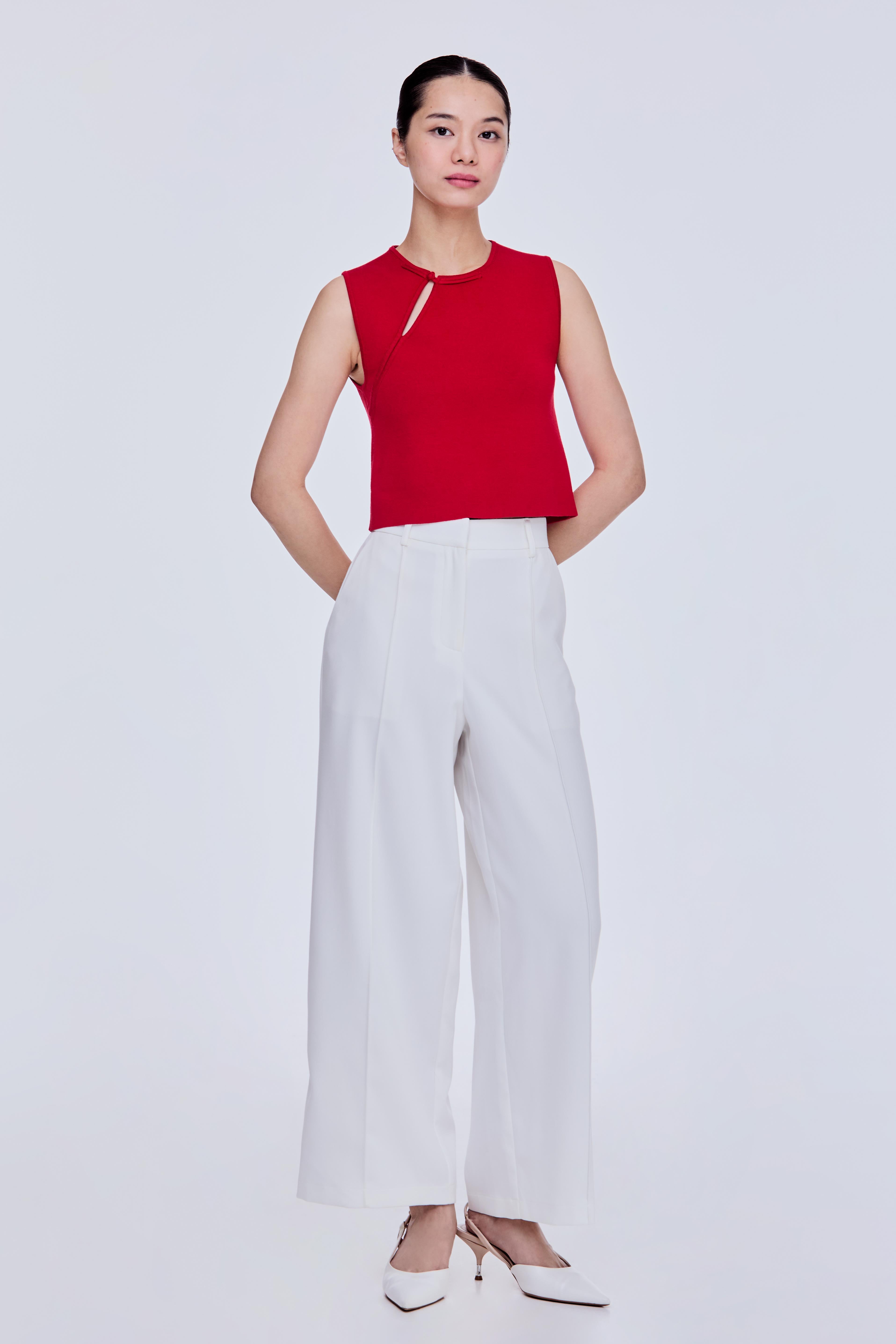 Knitted Chinese Button Knot Top – iORA Malaysia