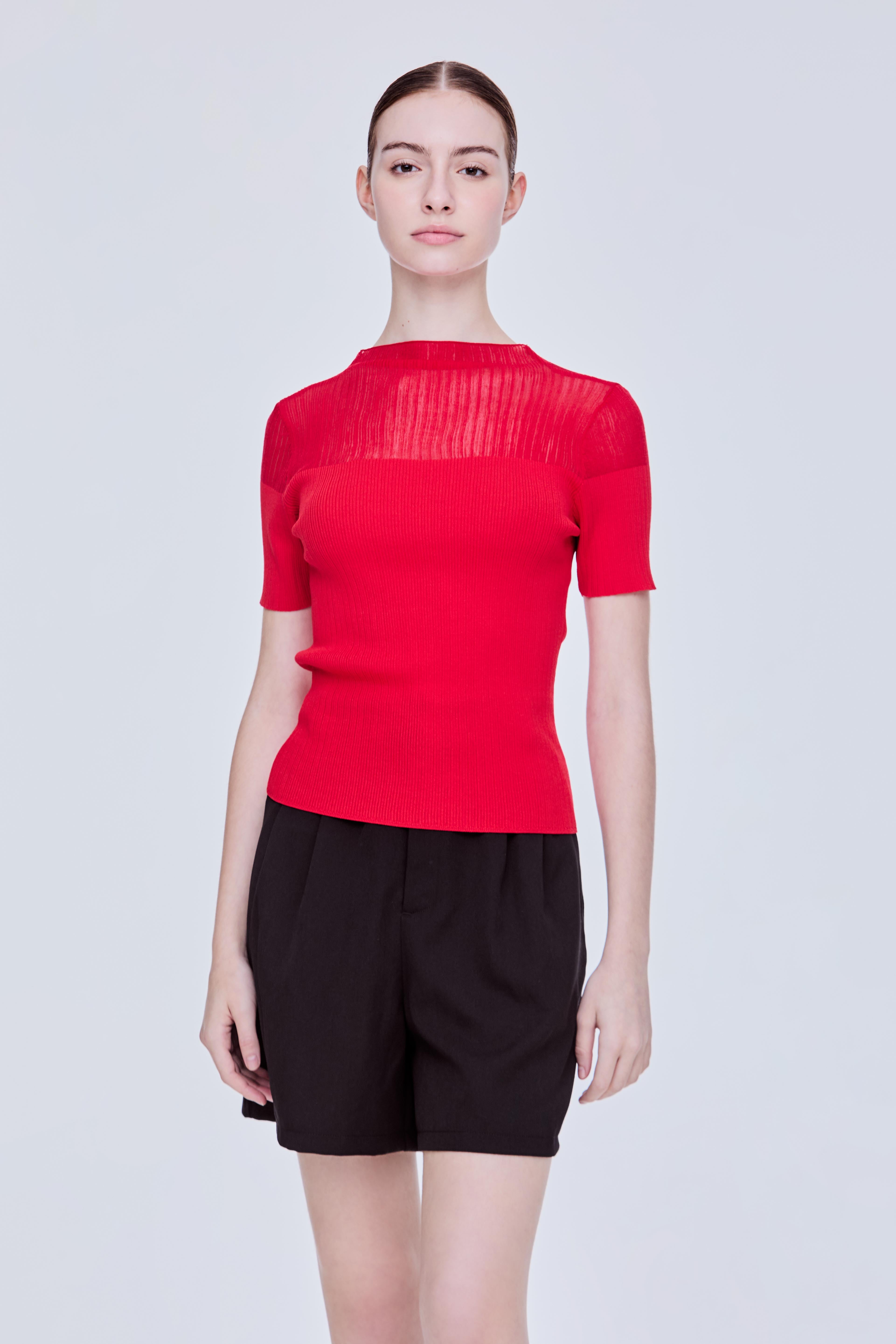 Half Mesh Ribbed Top – iORA Malaysia