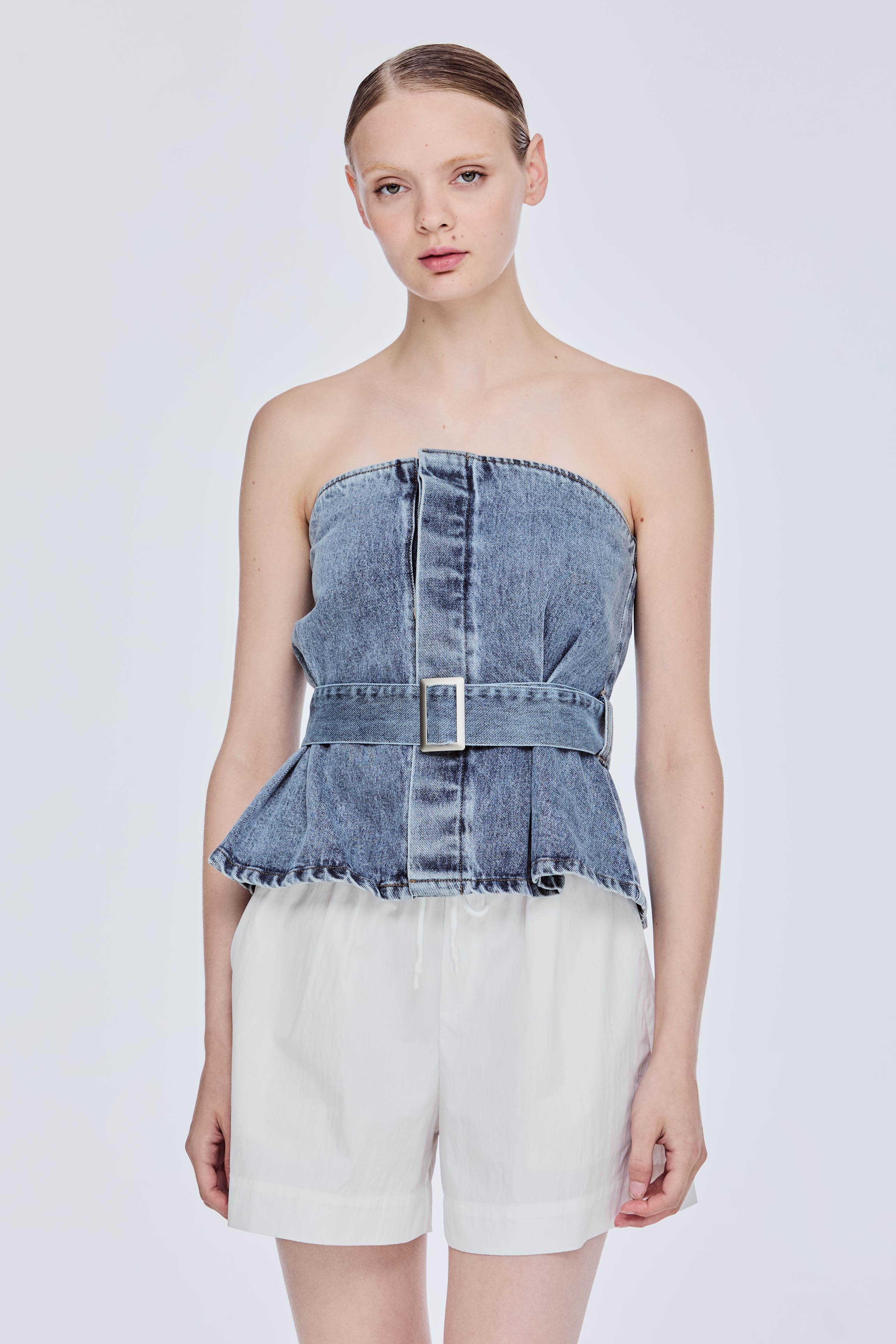 Off Shoulder Denim Tube Top – iORA Malaysia